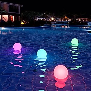 USOKYO LED Dimmable Floating Pool Lights Ball, 3 inch Waterproof Pool Lights with Remote & Timer, 16 Colors RGB Cordless Night Light Rechargeable Perfect for Indoor/Outdoor Party, Pool Decor, 4-Pack