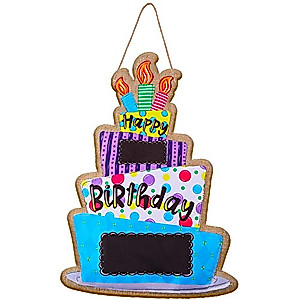Happy Birthday Burlap Door Decor Birthday Personalized Name Decor Birthday Door Hanger Sign Colorful Happy Birthday Hanger for Birthday Anniversary Indoor Outdoor Decorations