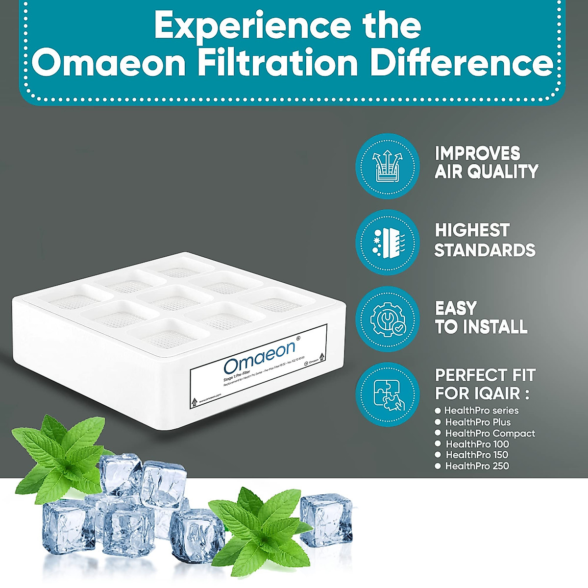 Omaeon Branded Pre-Filter Compatible with IQAir Pre-Max (F1) HealthPro Series F8(S)