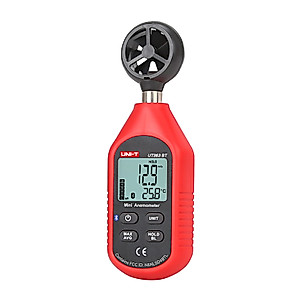 UNI-T Digital Anemometer UT363BT Handheld Wind Speed Meter Wind Chill Air Temperature Gauge -14° ~122°F /-10°C~50°C for HVAC Shooting Drone with LCD Backlit Max/Avg Data Hold