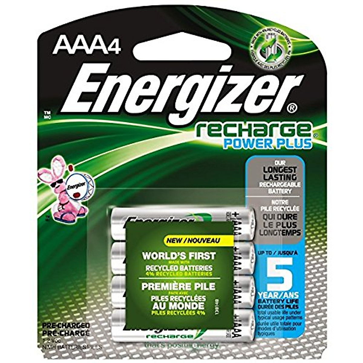 Energizer AAA Rechargeable Batteries - AAA, 4 Batteries per Pack(sold in packs of 3)