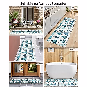 Welcome Mats, Christmas Simple Pine Tree Tile Pattern Door Mat, Non-Slip Absorbent Large 20x47 Inch Outdoor Indoor Mat Low-Profile Floor Mat Doormat for Entryway/Patio/Garage