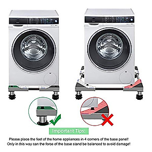 SEISSO Washing Machine Base Stand, with 4 Heavy Duty Adjustable Feet, Universal Multi-functional Base Holder for Dryer Refrigerator Furniture Washing Machine, Max Load 770 LB (350 KG)