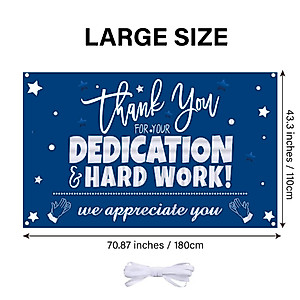 We Appreciate You Banner Decorations Thank You for All You Do Banner Backdrop for Teacher Employee Staff Doctors Nurse Poaster Boss Volunteer Appreciation Week Party Decor Supplies - Blue Silver