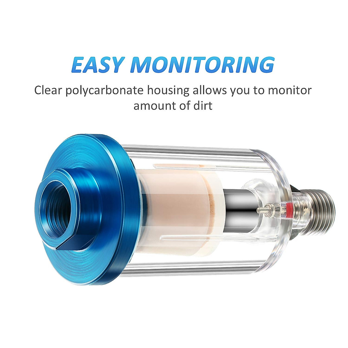 3 Pcs Compressed Air Filter Water Oil Separator 1/4 Inch NPT Inlet and Outlet Airbrush Filter Moisture Separator for Air Line Compressor Fitting, 90 PSI