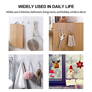 NileHome Adhesive Hooks for Hanging 12 Packs Heavy Duty Wall Hooks Reusable Removable Waterproof Bathroom Hooks Transparent Sticky Hooks for Kitchen Glass Door