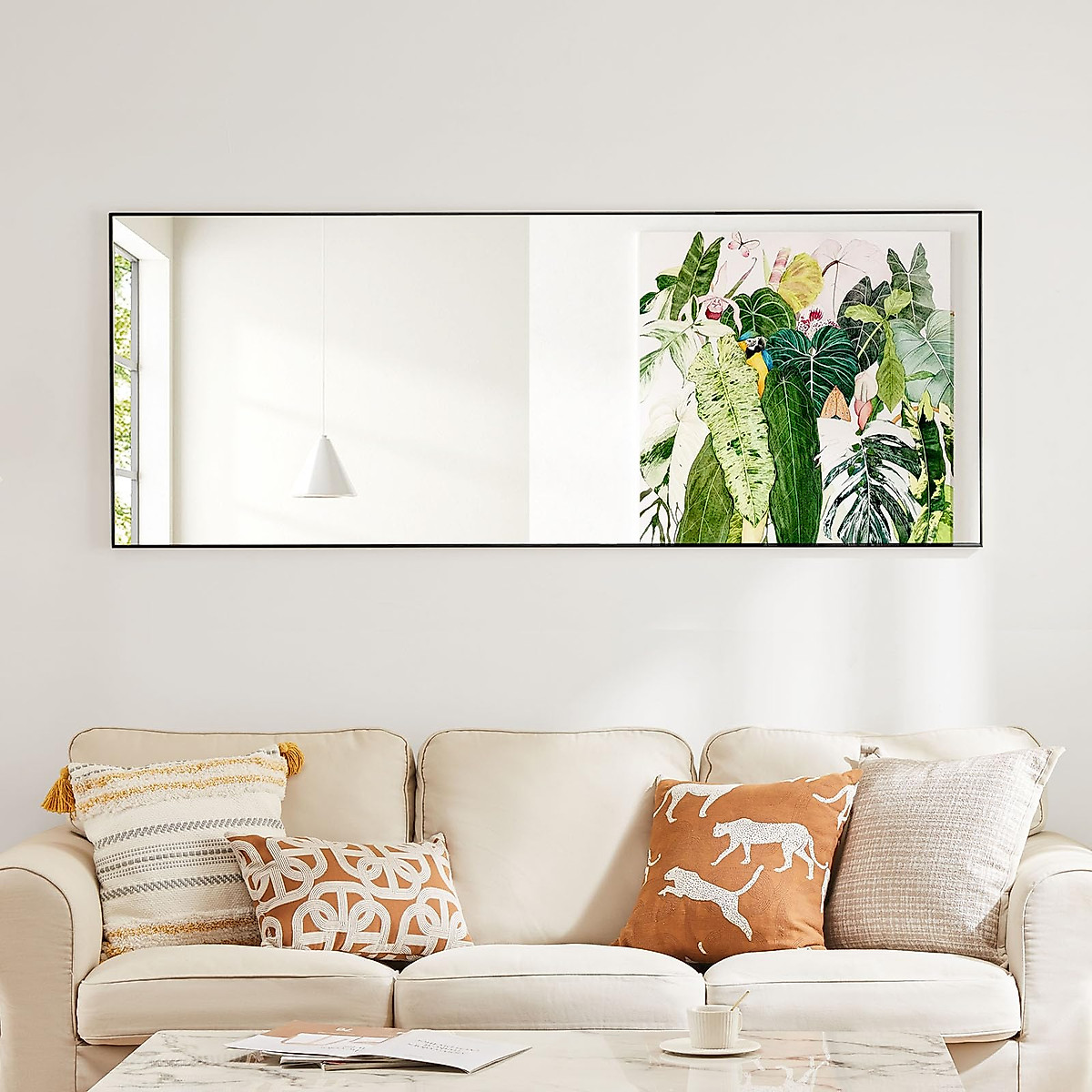 Sweetcrispy Full Length Mirror 64"x21" Full Body Floor Mirror Standing Hanging or Leaning Against Wall, Large Wall Mirror with Stand Aluminum Alloy Thin Frame for Bedroom Cloakroom, Black