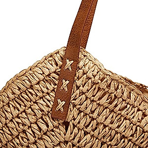 Straw Bags for Women Summer Beach Woven Tote Hobo Handbag Casual Straw Shoulder Bags for Travel Vocation Khaki Free