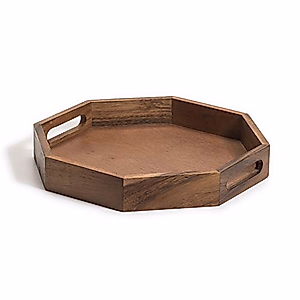 Kalmar Home Acacia Wood 17-Inch Octagon Tray