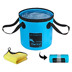 AUTODECO Collapsible Bucket 5 Gallon Container Folding Water Bucket Portable Wash Basin for Camping Fishing Travelling Outdoor Gardening Car Washing Blue 1Pcs 20L