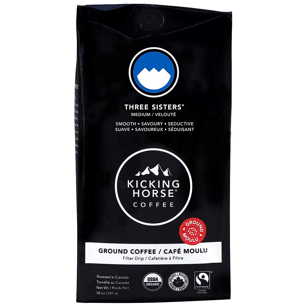 Kicking Horse Coffee Three Sisters Medium Roast Whole Bean and Ground Coffee Bundle (10 oz)