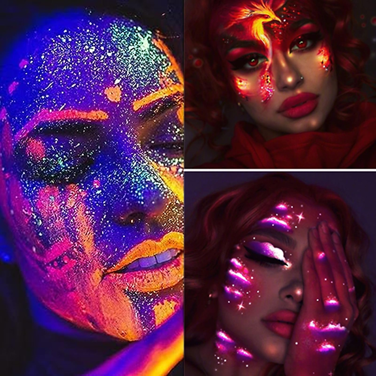 Go Ho Neon Orange Body Paint Washable(2.37oz,70ml),under UV Blacklight Neon Face Paint,Water Based Neon Fluorescent Orange Face Paint for Adults Children SFX Cosplay Costumes Halloween Makeup