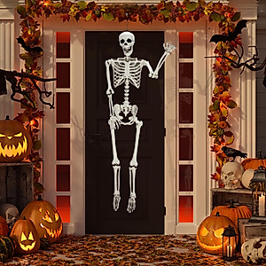 5.4ft Life Size Skeleton Halloween Decor, Full Body Realistic Human Bones with Posable Joints, Great Outdoor Indoor Halloween Decoration for Haunted House Garden Lawn