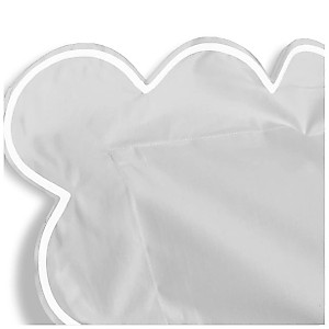 Scalloped Trim Duvet Cover & Shams 100% Cotton Sateen 400 Thread Count (Cal-KingKing, White Scalloped)