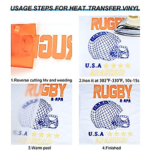 TUMIYA Orange Heat Transfer Vinyl Roll, Orange Iron on Vinyl, 12 in x 8 ft Glossy Adhesive Orange HTV Vinyl HTV for T-Shirt (orange, 12 inch x 8 feet)