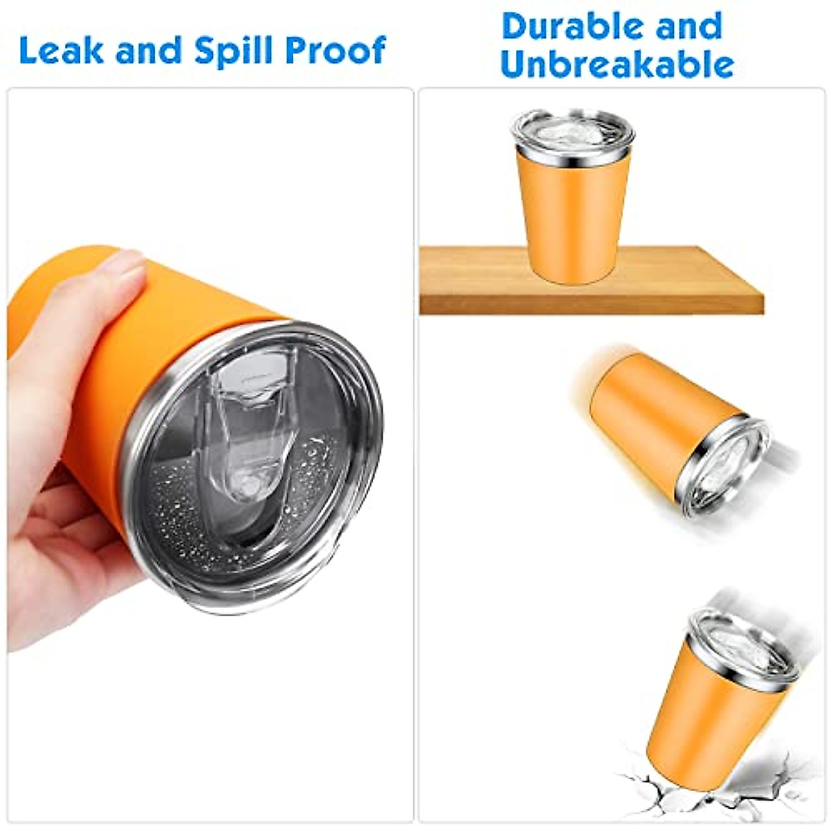 IEBIYO 10 Pack Kids Cups with Straws and Lids Spill Proof Toddlers Mugs with Colorful Silicone Sleeves Kids Stainless Steel Cups Smoothie Tumblers with Lids for Cold & Hot Drinks（12oz (10 Color)