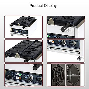 UEIDIHI 5Pcs Abalone Fish Waffle Maker, Commercial Electric Non Stick Strange Shaped Waffle Iron, Abalone Cake Baker Machine for Party Cafe Tea Snack Shop