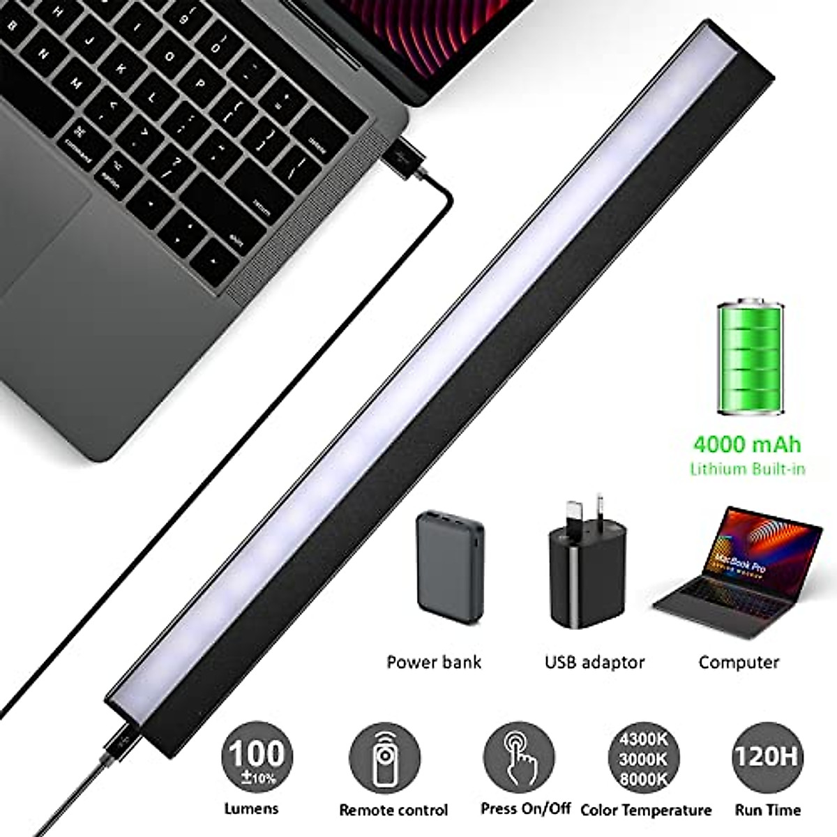 MIOBLUE Wireless Picture Lights,Rechargeable Battery Art Display Light with Remote Control, Dimmable/Timer Off Dartboard Light, 16 Inch Full Metal Accent Light with 40LEDs for Paintings, Picture,Frame