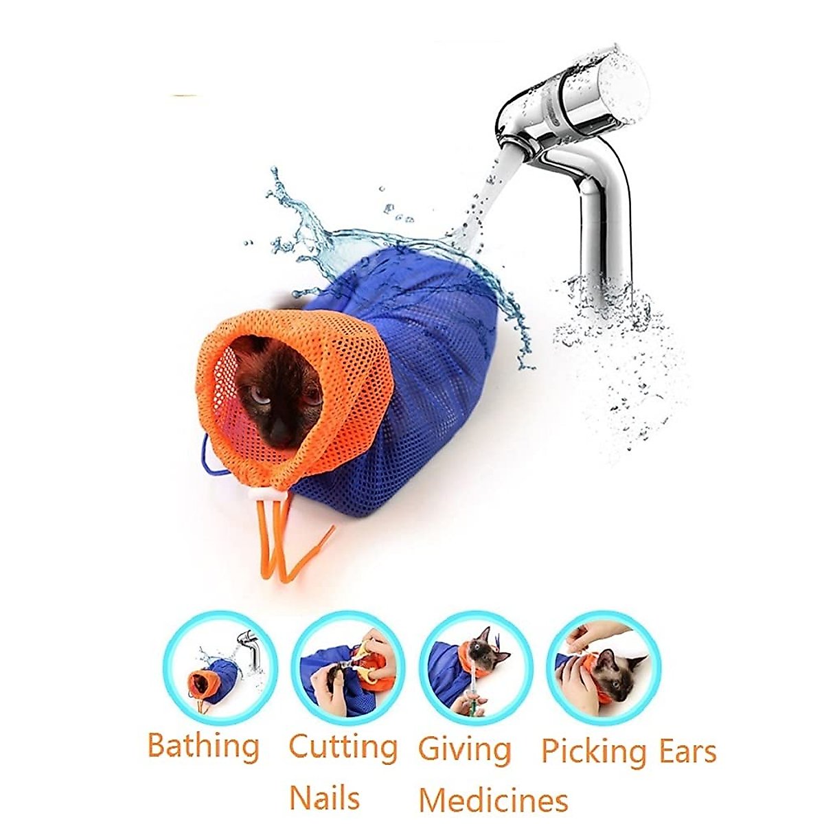 Cat Grooming Bag Puppy Dog Cleaning Polyester Soft Mesh Scratch & Biting Resisted for Bathing Injecting Examining Nail Trimming