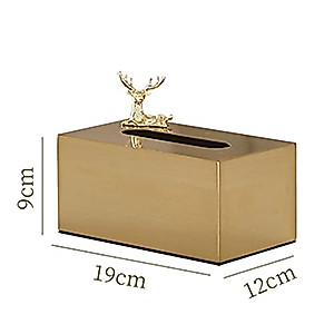 Cosmetic Tissue Box,Modern Rectangle Paper Dispenser,Rectangular Holder for Storage On Bathroom Vanity, Countertop, Bedroom Dresser, Night Stand, Desk, Table (Color : Golden Deer)