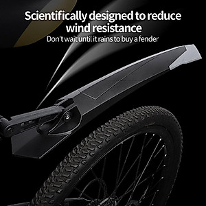 Houkiper Bike Fender Set, Universal Bicycle Mudguard Set Mountain Bike Front and Rear Mud Guard, Bike Mudguard Bicycle Fender Fit for 22 to 29 inches, Black, 19GDUSFBA3105639LIN