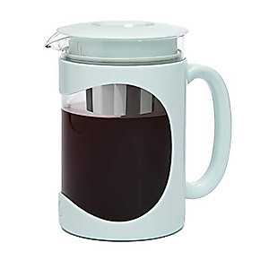 Primula Burke Deluxe Cold Brew Iced Coffee Maker, Comfort Grip Handle, Durable Glass Carafe, Removable Mesh Filter, Perfect 6 Cup Size, Dishwasher Safe, 1.6 qt, Aqua