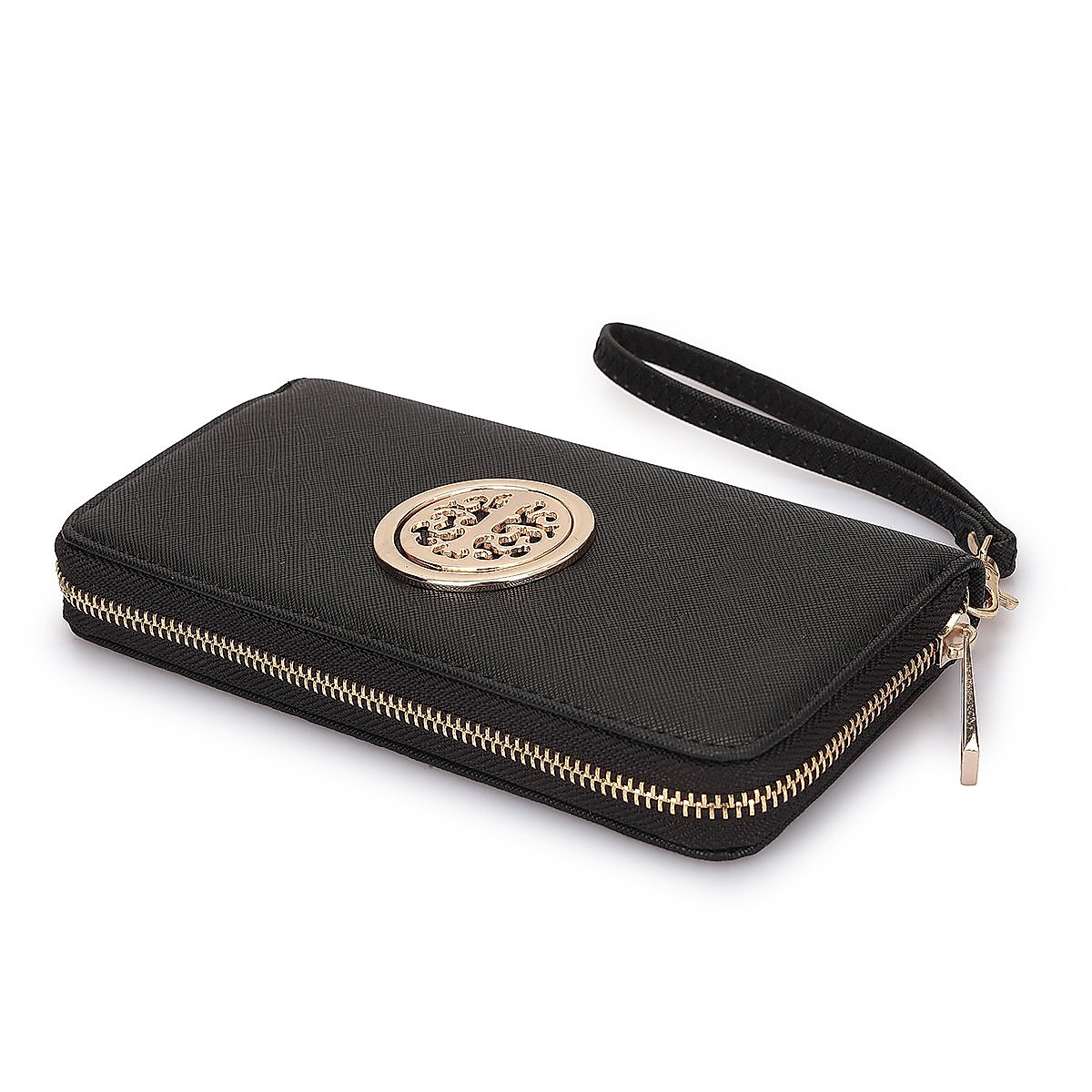 Dasein Lady Women Fashion Clutch Zip Around Emblem Long Wallet Purse Card Case Phone Wallet
