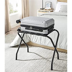 TRAVEL4D 2 Pack Luggage Racks Black Suitcase Stand for Bedroom 2 Foldable Suitcase Holders Heavy Duty Luggage Rack for Guest Room