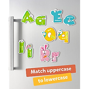 Coogam Jumbo Magnetic Letters Set 52Pcs ABC Alphabet Colorful A-Z Animal Uppercase Lowercase Fridge Magnets Preschool Educational Toy Learning Spelling for 3 4 5 Year Old Toddler Kids