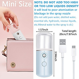 Mudder 4 Pcs Nano Facial Mister Handy Nano Mist Sprayer 30ml Visual Water Tank Portable Face Steamer Mini USB Mister for Lash Extensions, Skin Care, Makeup(White, Light Pink, Blue, Pink)