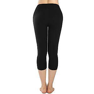 Neonysweets Womens Capris Active Running Workout Yoga Pants (Large, Black)