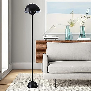 COSYLUX Modern Floor Lamp for Living Room, Industrial Tall Standing Lamp for Bedroom, Metal Shade Reflecting Light Reading Floor Lamp for Office, Nursery Room, Corner(Black)