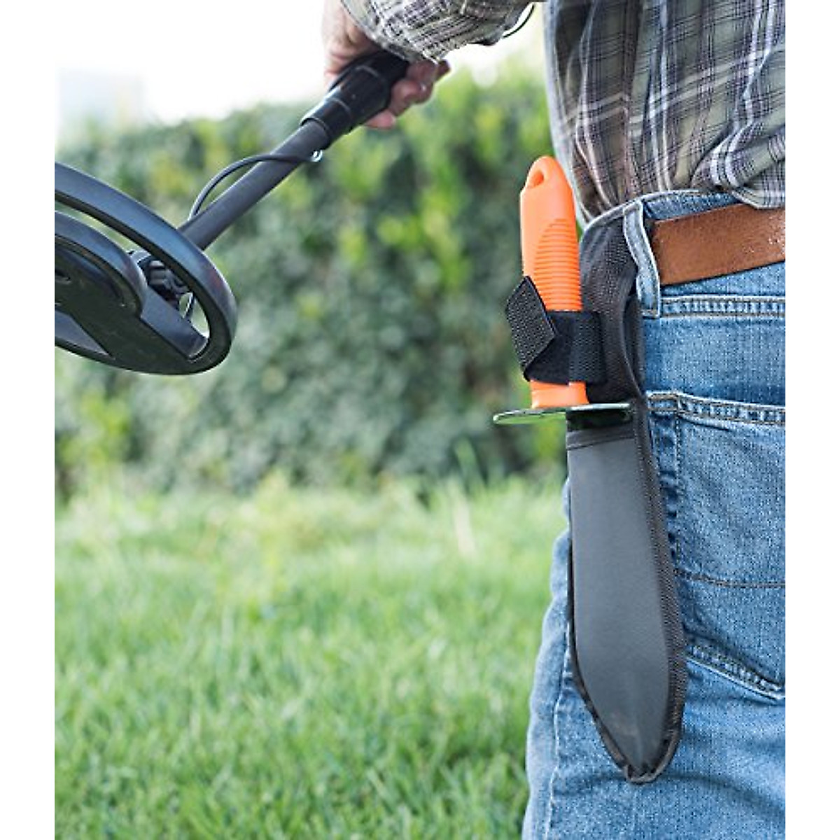 SE Prospector’s Choice Dual Serrated Edge Digger Trowel for Gardening or Gold Prospecting, Includes Carrying Sheath, 12 Inch