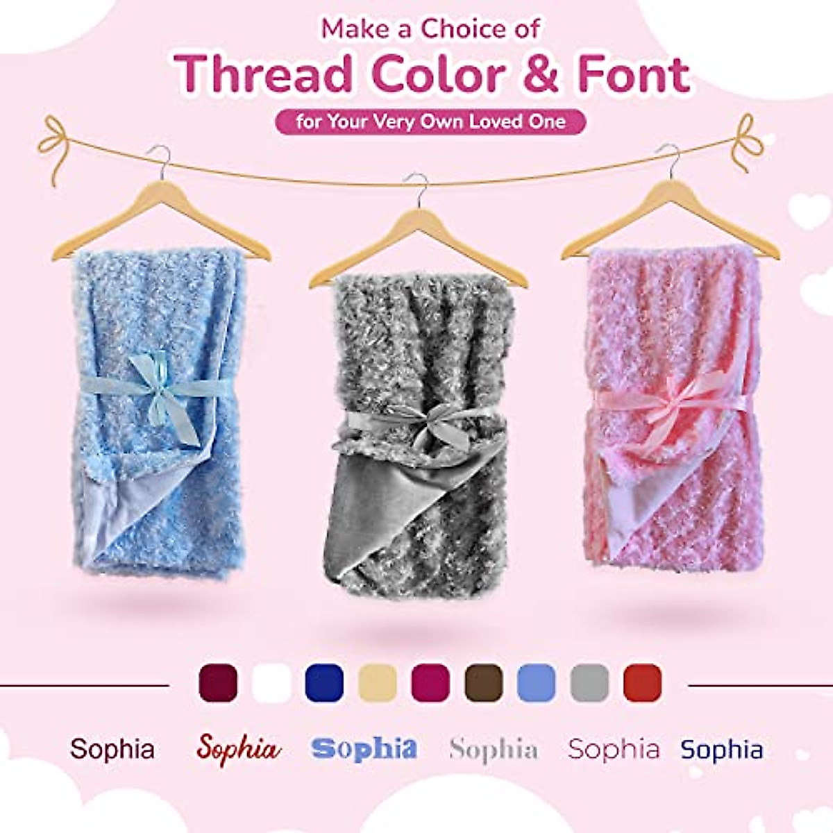 Lily and Page Personalized Baby Blanket - Pink Custom Baby Blanket for Baby Girl, Custom Name Fleece Blankets Cozy Plush Material, The Perfect Baby Gift