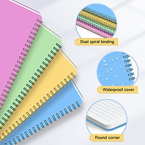 YEEBAY Spiral Notebook, 5.7" x 8.3" College Ruled Notebook with 4 Colors Spiral Journals, 80 Sheets/160 Pages Per Journal with Twin-Wire Binding, Thick Plastic Hardcover and 8mm Ruled Lined