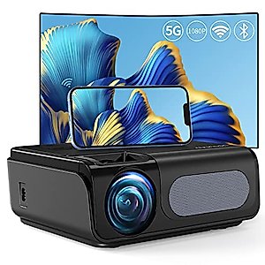 5G WiFi Bluetooth Projector,500 ANSI lumen Native 1080P Projector support 4K, Ussunny Outdoor Movie Projector with 300" Display, 4D/4P Keystone Correction, Zoom, PPT, projector for Phone, PC, TV Stick