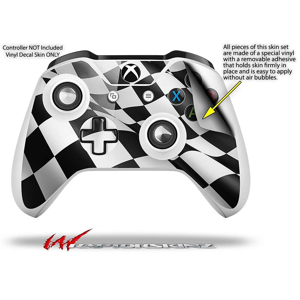 WraptorSkinz Decal Vinyl Skin Wrap compatible with XBOX One S/X Controller - Checkered Racing Flag (CONTROLLER NOT INCLUDED)