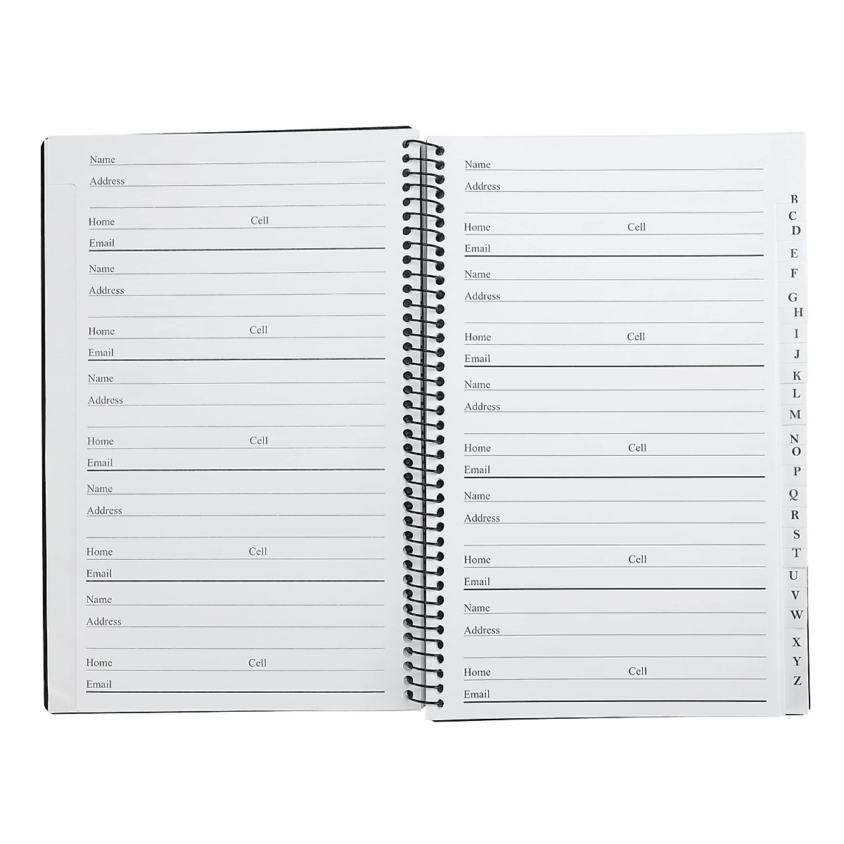 Iconikal Spiral-Bound Address and Telephone Book with Plastic Cover, Black