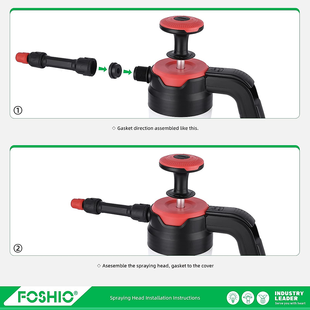 FOSHIO 0.4 Gallon Garden Pump Sprayer, 1.5L Portable Hand Pump Pressure Water Spray Bottles with Adjustable Nozzle Trigger Lock Sprayer for Home, Lawn and Car Detailing