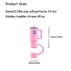10mm Straw Cover, 2pcs Straw Covers Cap for Stanley Cup 40 oz Food Grade Silicone Cute Large Straw Topper Straw Tips Cover Protector Plugs for Stanley Tumblers Cup for Stanley Cup Accessories 