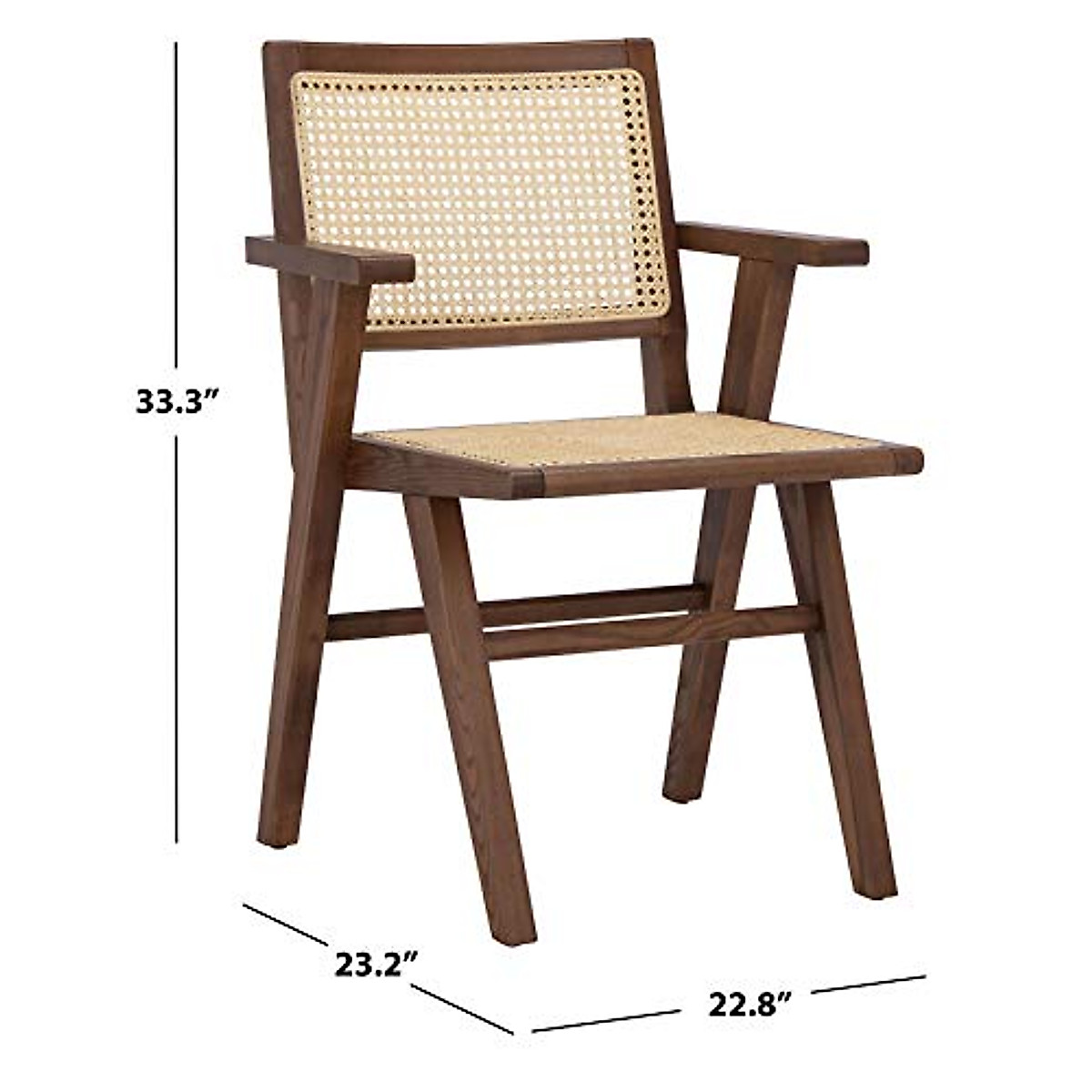 SAFAVIEH Couture Home Collection Hattie Walnut/Natural French Cane Living Room Dining Arm Chair (Set of 2) SFV4115D-SET2