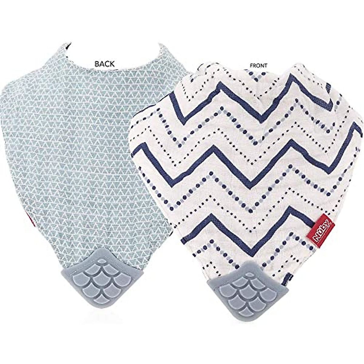 Nuby Reversible 100% Natural Cotton Muslin 3 Piece Teething Bib (Boy 6 Count)