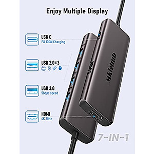 Docking Station 7 in 1 USB C Hub Dual HDMI Monitors with 4K 30Hz 2 HDMI Port 100W PD USB 3.0 USB 2.0, Multi Monitor Adapter for Laptop MacBook Pro M1 Dell HP Surface Lenovo