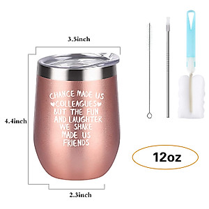 Coworker Gifts for Women, Chance Made Us Colleagues Wine Tumbler Coworker, Funny Going-away Leaving Farewell Thank You Birthday Christmas Gifts for Coworkers Colleague Boss, 12 Oz, Rose gold