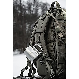 M-Tac 9.5oz Insulated Thermal Cup Mug - Double Wall Stainless Steel Thermo Tumbler with Collapsible Carabiner Handle - No Lid