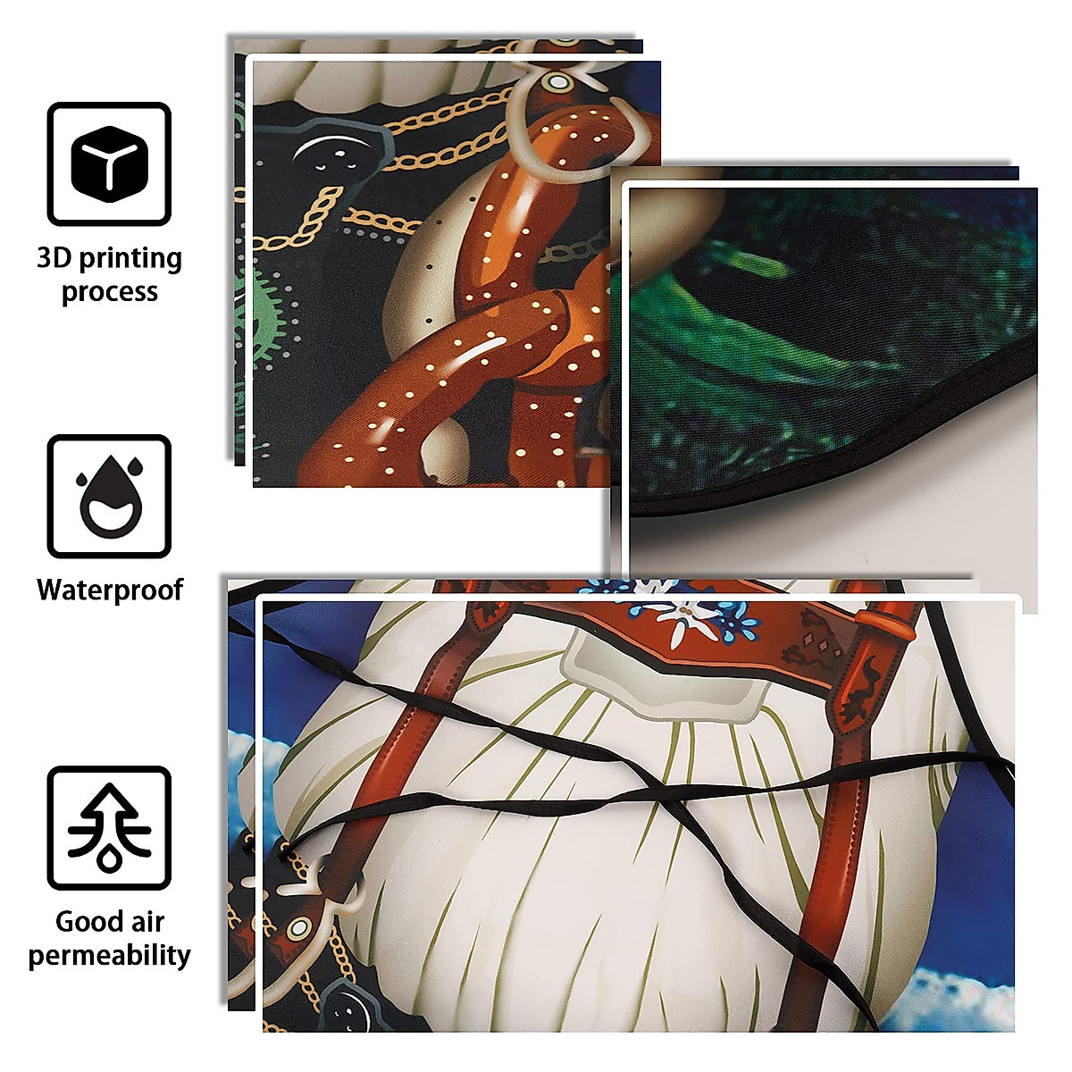 JFQ 2PCS Oktoberfest Apron, Oktoberfest Party German Dirndl with Adjustable Tying Ropes Cooking Gardening BBQ Baking Aprons for Bavarian Beer Festival