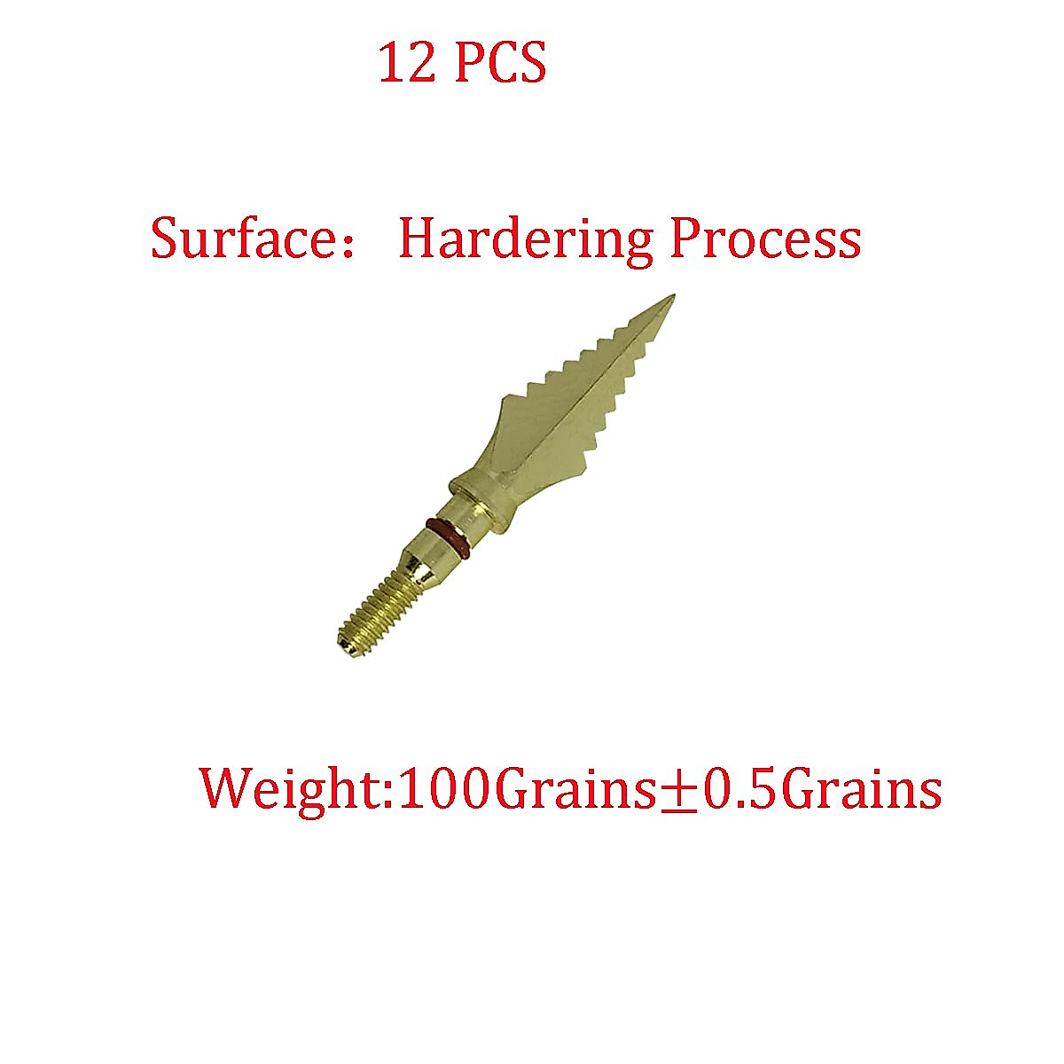 Aklisdlha ​Broadheads Hardening Arrow Heads Archery Broadheads Traditional Hunting Arrow Wide Head with Teeth Broadheads 100 Grain (Golden 12 Pack, 100Grains)