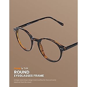 TIJN Vintage Glasses for Women Men Thick Round Rim Eyeglasses Clear Lens