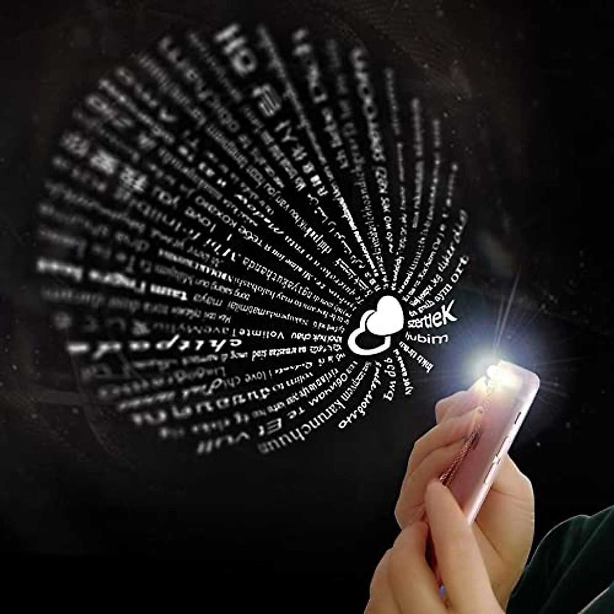 Youz I Love You Necklace in 100 Languages Gift Set, Heart Pendant Projection Lux Bloom Rose Box (B)