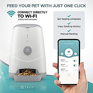 Talo Automatic Wi-Fi Pet Feeder 3.7L - Smart Cat Feeder - Dog Feeder with App Control - Food Dispenser with Timer - 130oz – White